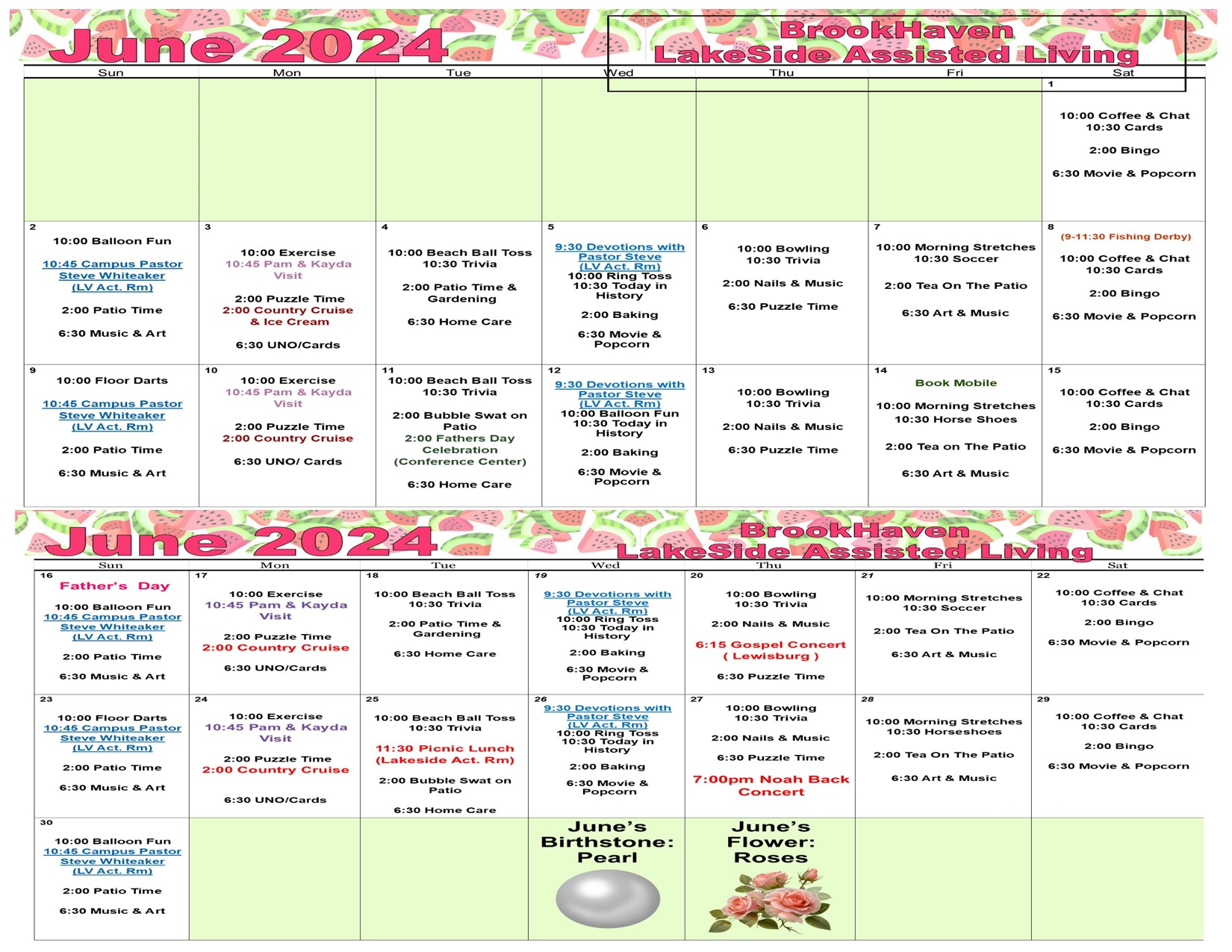 Activity Calendars - Brookhaven Retirement Community