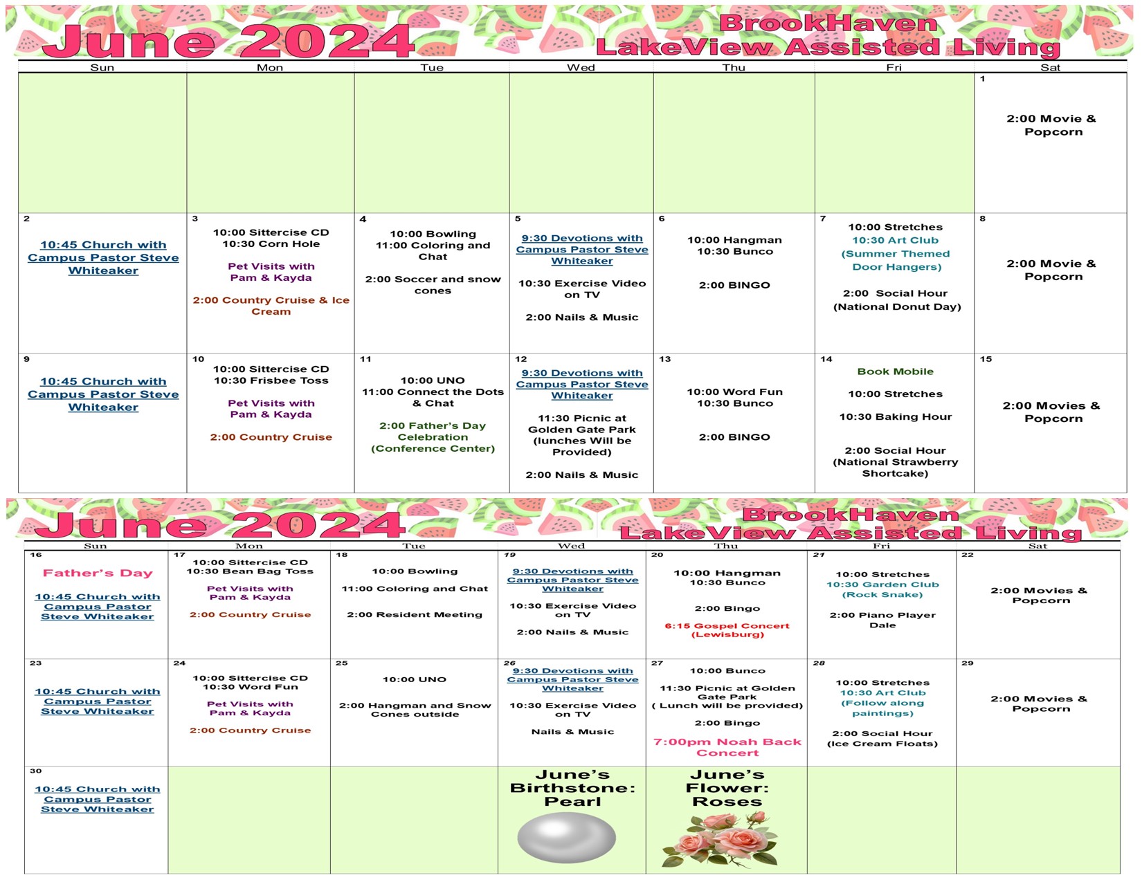 Activity Calendars - Brookhaven Retirement Community