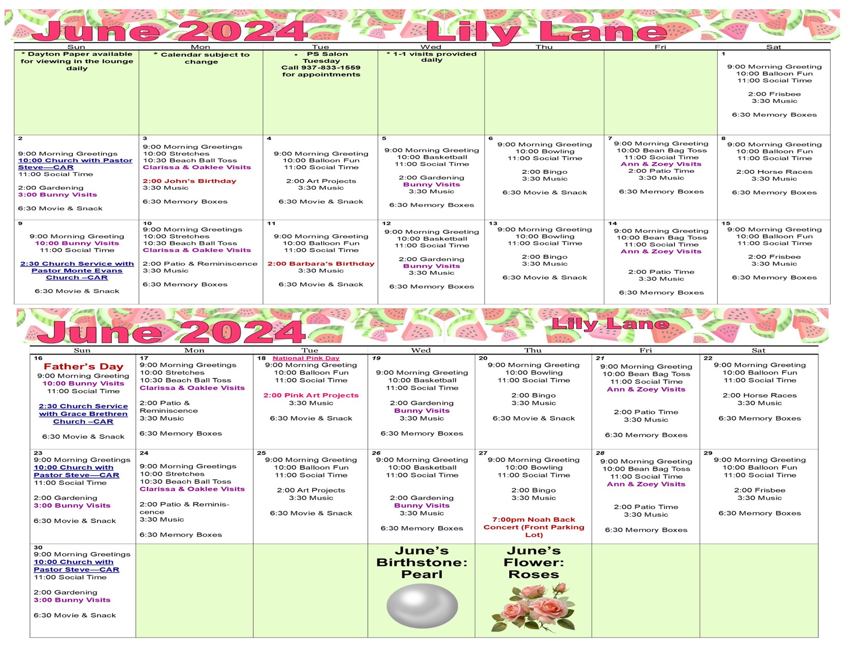 Activity Calendars - Brookhaven Retirement Community